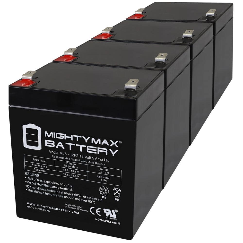 MIGHTY MAX BATTERY 12-Volt 5Ah F2 SLA Replacement Battery for APC ...