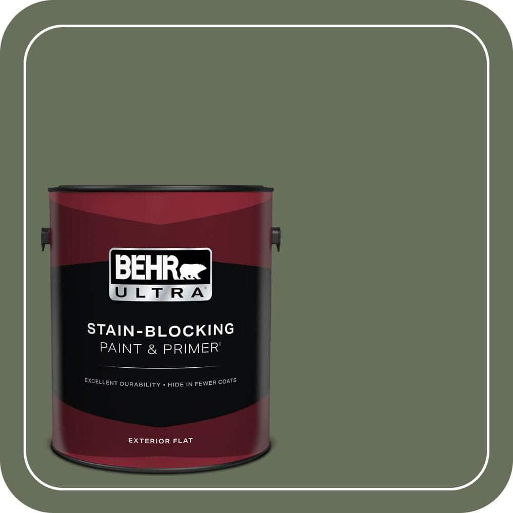 BEHR ULTRA 1 gal. #N390-6 Laurel Garland Flat Exterior Paint & Primer ...