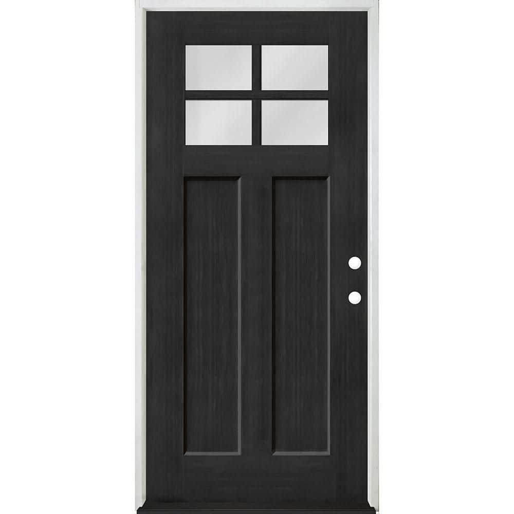 Steves & Sons Regency 36 in. x 80 in. 4-Lite 1/4 Top Lite Clear Glass LHIS Onyx-Stained Fir ...