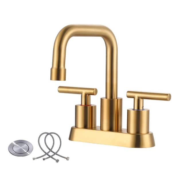 IVIGA 4 in. Centerset Double Handle Stainless Steel Bathroom Faucet ...