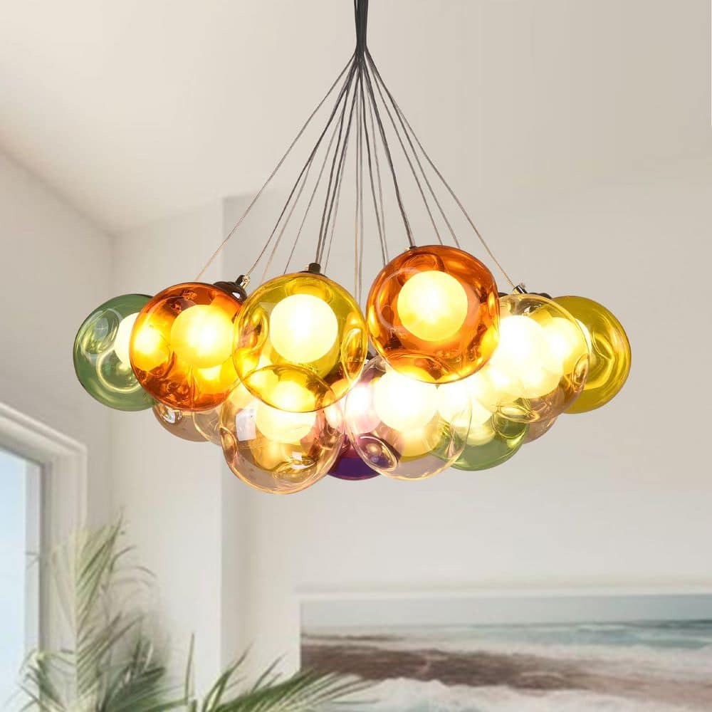 Y'INSP 19 Light Chrome Modern Bubble Cluster Globes Chandelier for ...