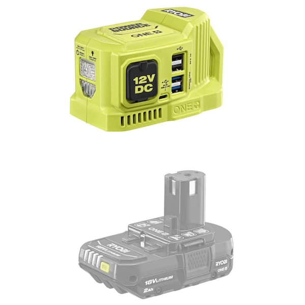 RYOBI 18V ONE+ 120-Watt Portable Battery Inverter Power Source with 12 ...