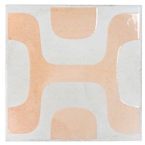 Apollo Tile Cadence 8 in. x 8 in. Matte, Glossy White Faded Terracotta ...