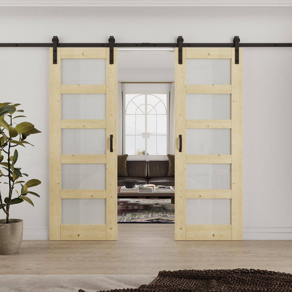ARK DESIGN 56 in. x 80 in. 5-Lite Frosted Glass Unfinished Glass No ...