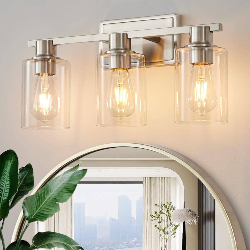Deyidn Farmhouse 19.68 in. 3-Light Nickel Modern Industrial Indoor ...