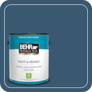 BEHR ULTRA 1 gal. #M500-6 Express Blue Extra Durable Semi-Gloss Enamel ...