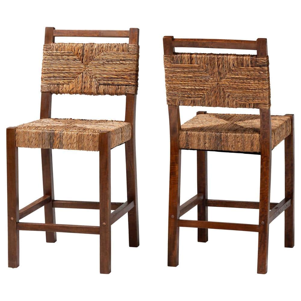bali & pari Cordoba 23.7 in. Natural Seagrass and Teak Wood Counter ...