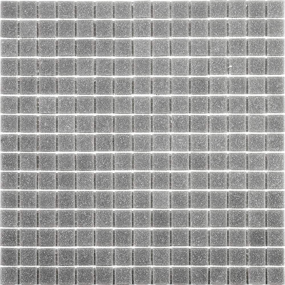 Apollo Tile Dune Glossy Stone Gray 12 in. x 12 in. Glass Mosaic Wall ...