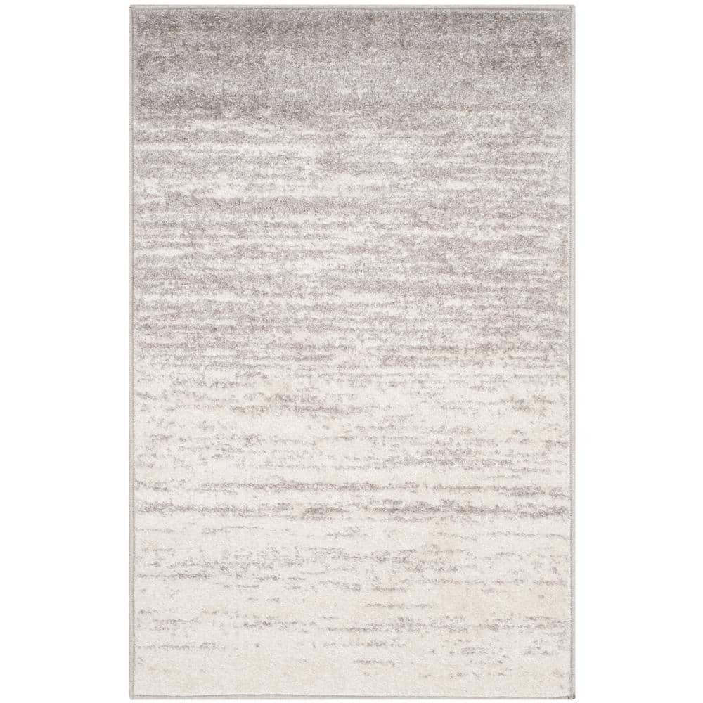 SAFAVIEH Adirondack Ivory/Silver Doormat 3 ft. x 4 ft. Solid Striped ...