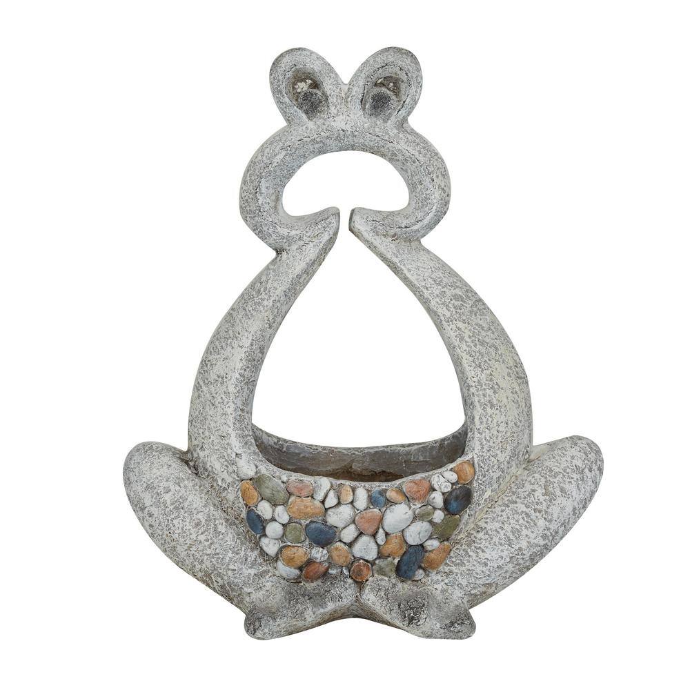 Litton Lane 20 in. x 17 in. x 8 in. Medium Gray Fiberglass Frog Indoor ...