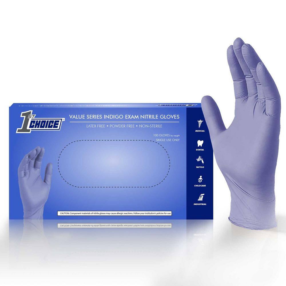 1st Choice Medium Light Indigo 3.5 mil Nitrile Medical Exam Disposable ...