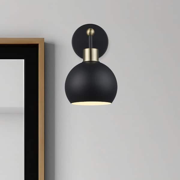 Bel Air Lighting Indigo 1-Light Black and Gold Indoor Wall Sconce Light ...
