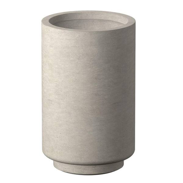 Sapcrete 13 in. Large Light Gray(Enhanced Core) Concrete Round Planter / Pot with Drainage Holes ...