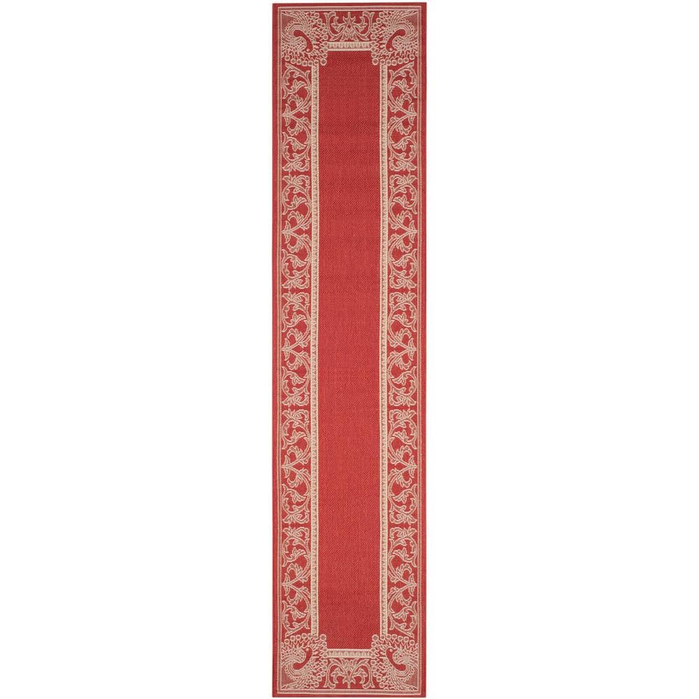 SAFAVIEH Courtyard Red/Natural 2 ft. x 14 ft. Border Indoor/Outdoor ...