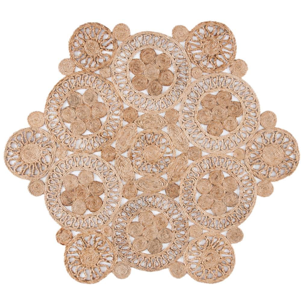 SAFAVIEH Natural Fiber Beige 6 ft. x 6 ft. Solid Color Round Area Rug ...