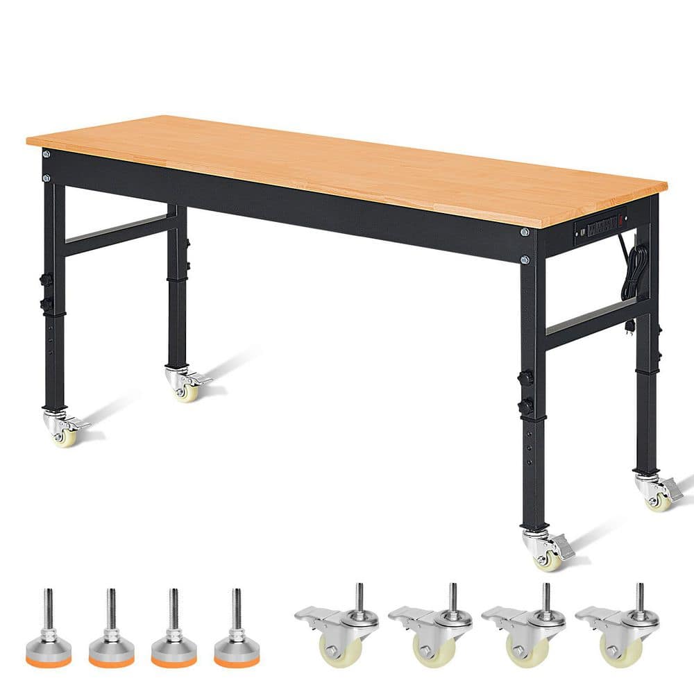 AirWire 70 in. W x 21 in. D Heavy-Duty Work Bench Adjustable Work Bench ...