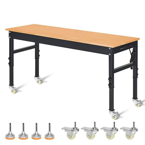 AirWire 70 in. W x 21 in. D Heavy-Duty Work Bench Adjustable Work Bench ...