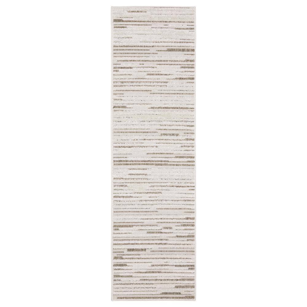 AVERLEY HOME Tudor Ivory 2 ft. x 8 ft. Abstract Stripe Polypropylene ...