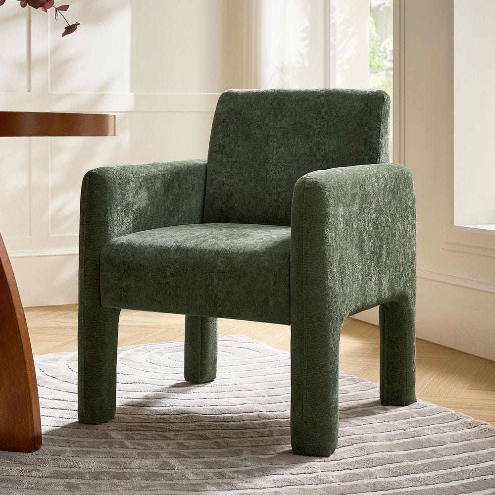 JAYDEN CREATION Novia Green Polyester Dining Chair with Wood Frame ...