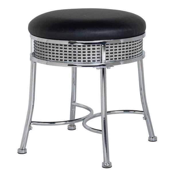 Hillsdale Furniture Venice Black Vanity Stool 51102 - The Home Depot