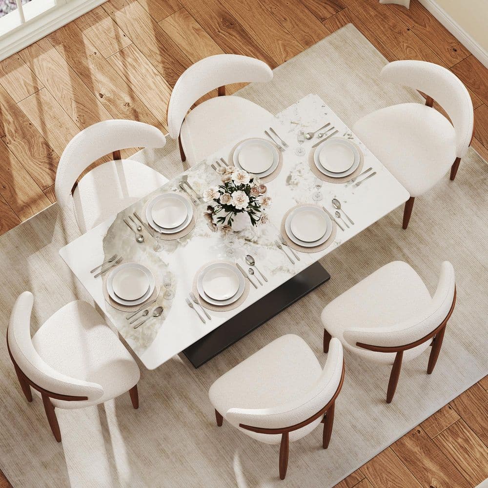 J&E Home Pandora White Rectangle Sintered Stone Tabletop 62.99 in ...