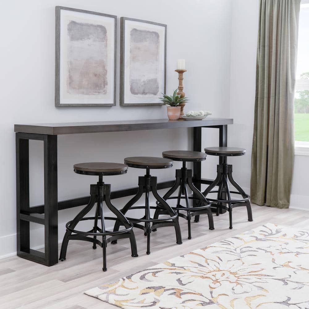 Linon Home Decor Harlan 5-Piece Rectangle Gray Wood Top Metal Dining ...