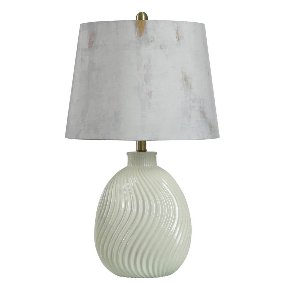 StyleCraft Causeway 26 in. Cream Table Lamp with Multicolored Linen ...
