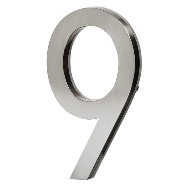 5 in. Satin Nickel LED Backlit House Number 9 AL66009