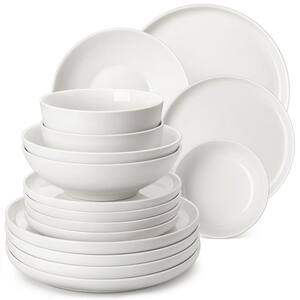 vancasso Jera 16-Piece White with Gold Trim Bone China Dinnerware Set ...