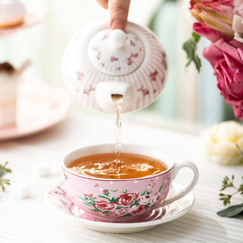 Buy Porcelain Tea Pot Set for One 11 Ounce Teapot 1 Piece Teacup and ...