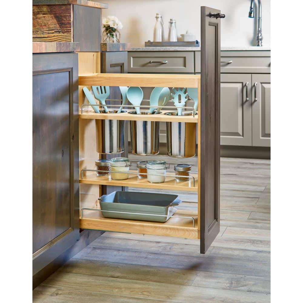 Rev-A-Shelf Wood Base Cabinet Utility Pullout Organizer w/ Soft-Close ...