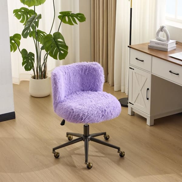Karl home Velvet Fabric Adjustable Height Swivel Task Chair in Purple ...