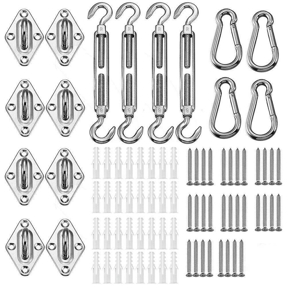 Angel Sar 5 in. 304 Grade Stainless Shade Sail Hardware Kit for Garden ...