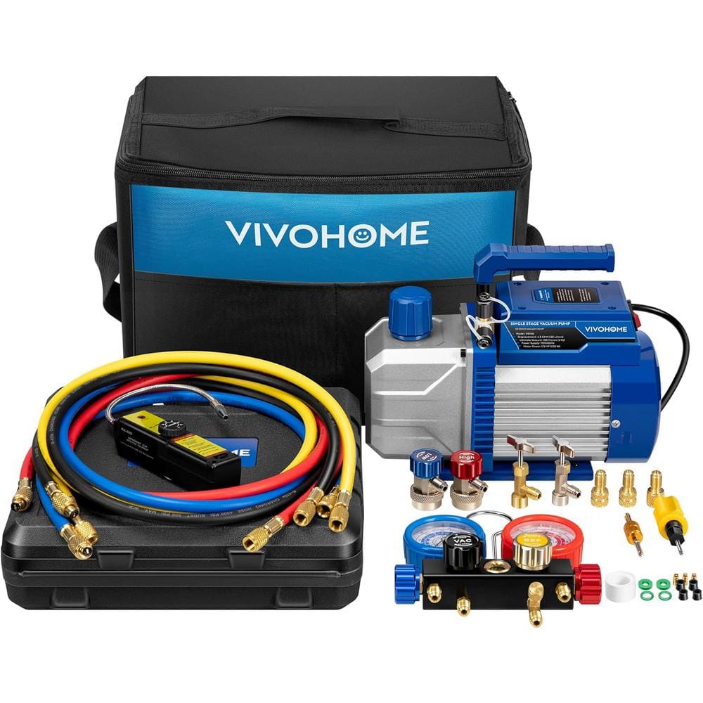 VIVOHOME 110-Volt 1/3 HP 4.5CFM Single Stage HVAC Vacuum Pump Kit with ...