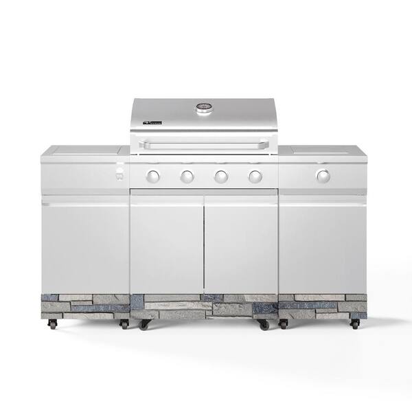 TYTUS Fresno 5-Burner LP Stainless Steel Plus Shadow Stone Island Grill ...
