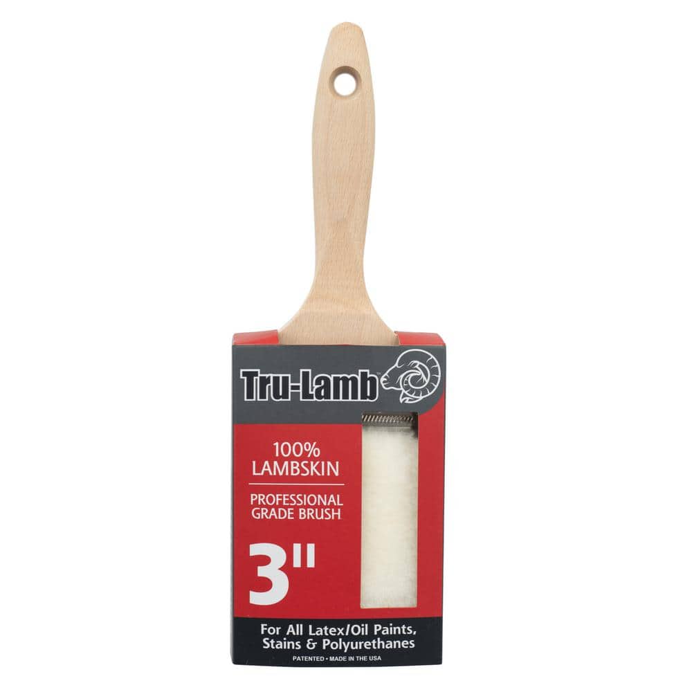 3 in. Lambskin Flat Stain Brush for use with Latex/Oil Paints and Stains 3DL050 - The Home Depot