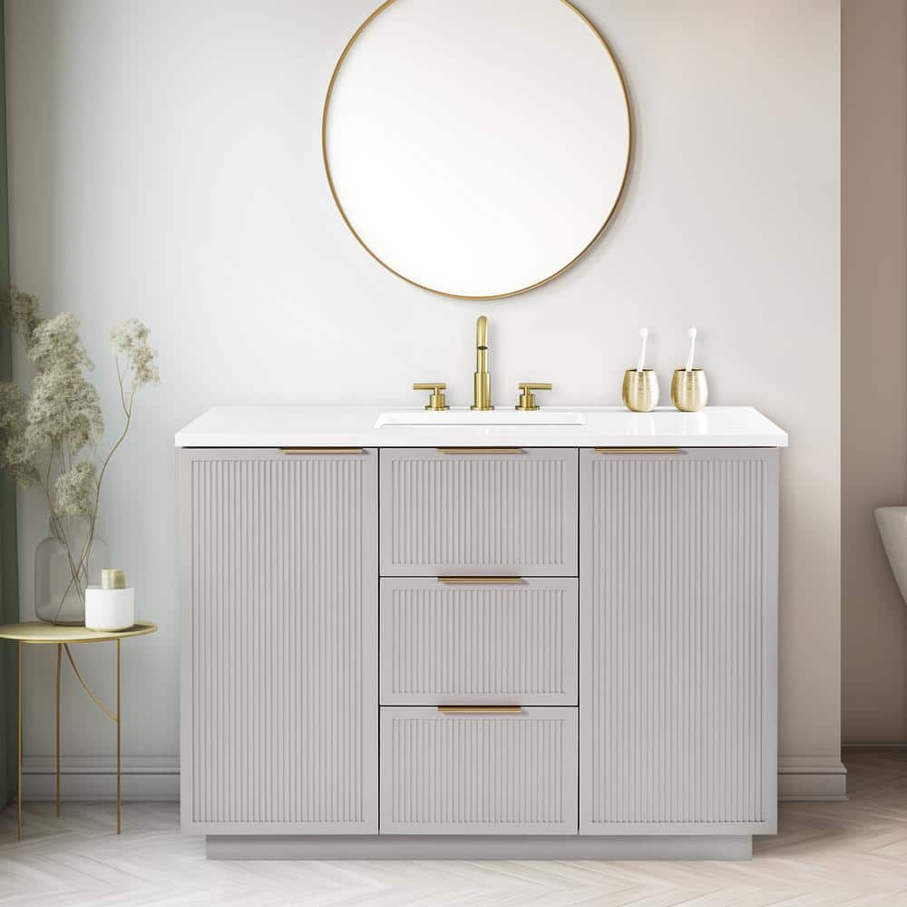SUDIO Addison 48 in. W Bath Vanity in Taupe with Engineered Stone Top ...