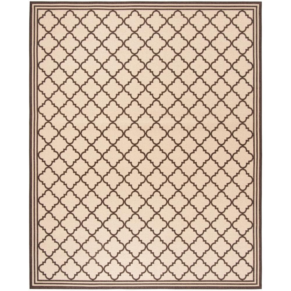SAFAVIEH Beach House Cream/Brown 8 ft. x 10 ft. Trellis Indoor/Outdoor ...