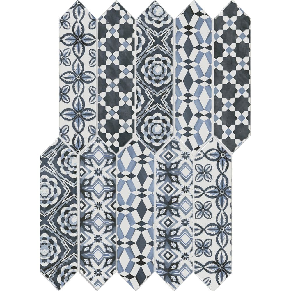 Daltile LuxeCraft Cameo Blue Mix 3 in. x 12 in. Glazed Ceramic Deco ...