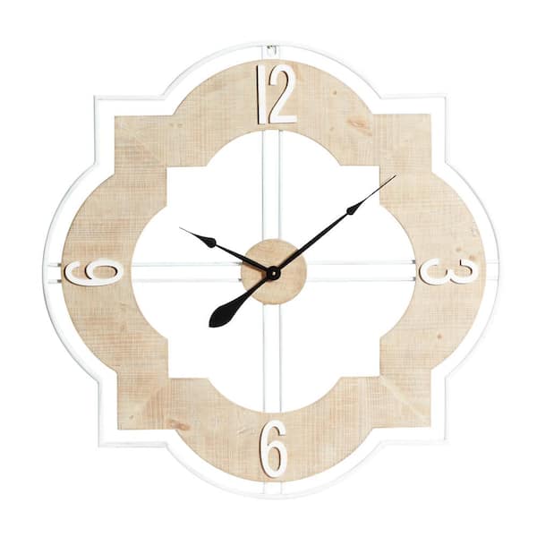 Litton Lane Brown Wood Farmhouse Wall Clock 91841 - The Home Depot