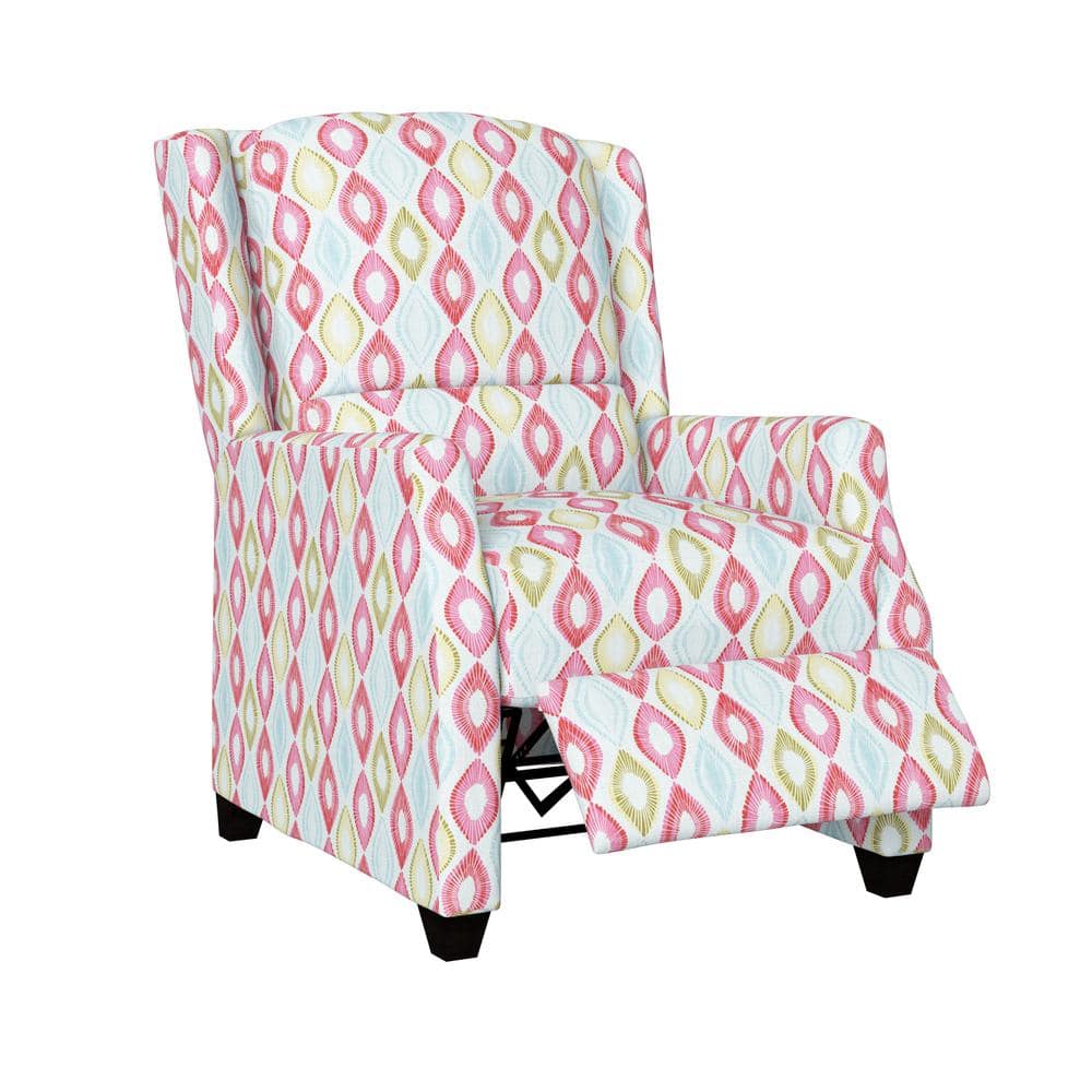 ProLounger Pink Multi Diamond Print Modern Wingback Pushback Recliner ...