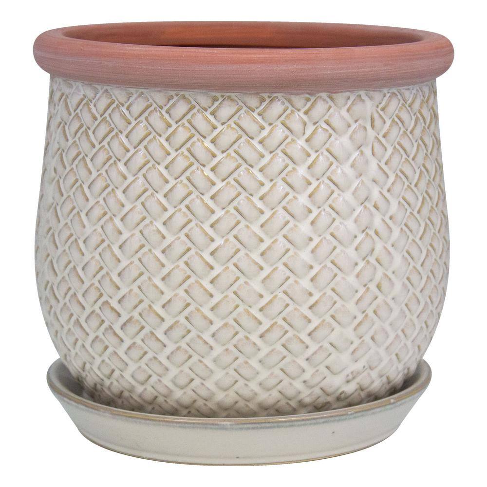 Trendspot 8 in. Chevet Off-White Ceramic Planter ECR01641S-08W - The ...