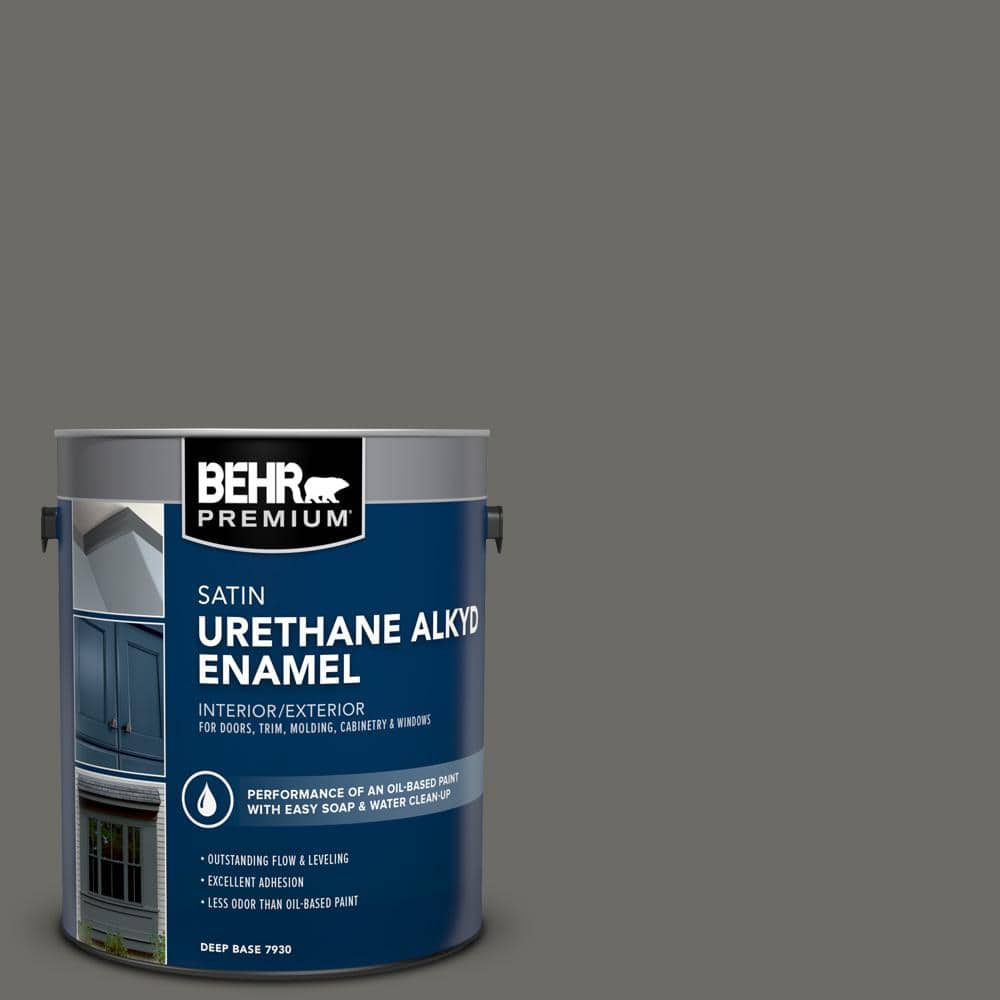 BEHR PREMIUM 1 gal. #PPU18-18 Mined Coal Urethane Alkyd Satin Enamel ...