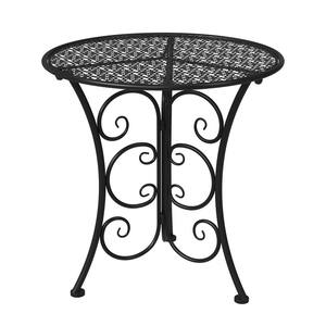 FUFU&GAGA 22 in. Metal Outdoor Side Table, Double Layers Dining Table ...