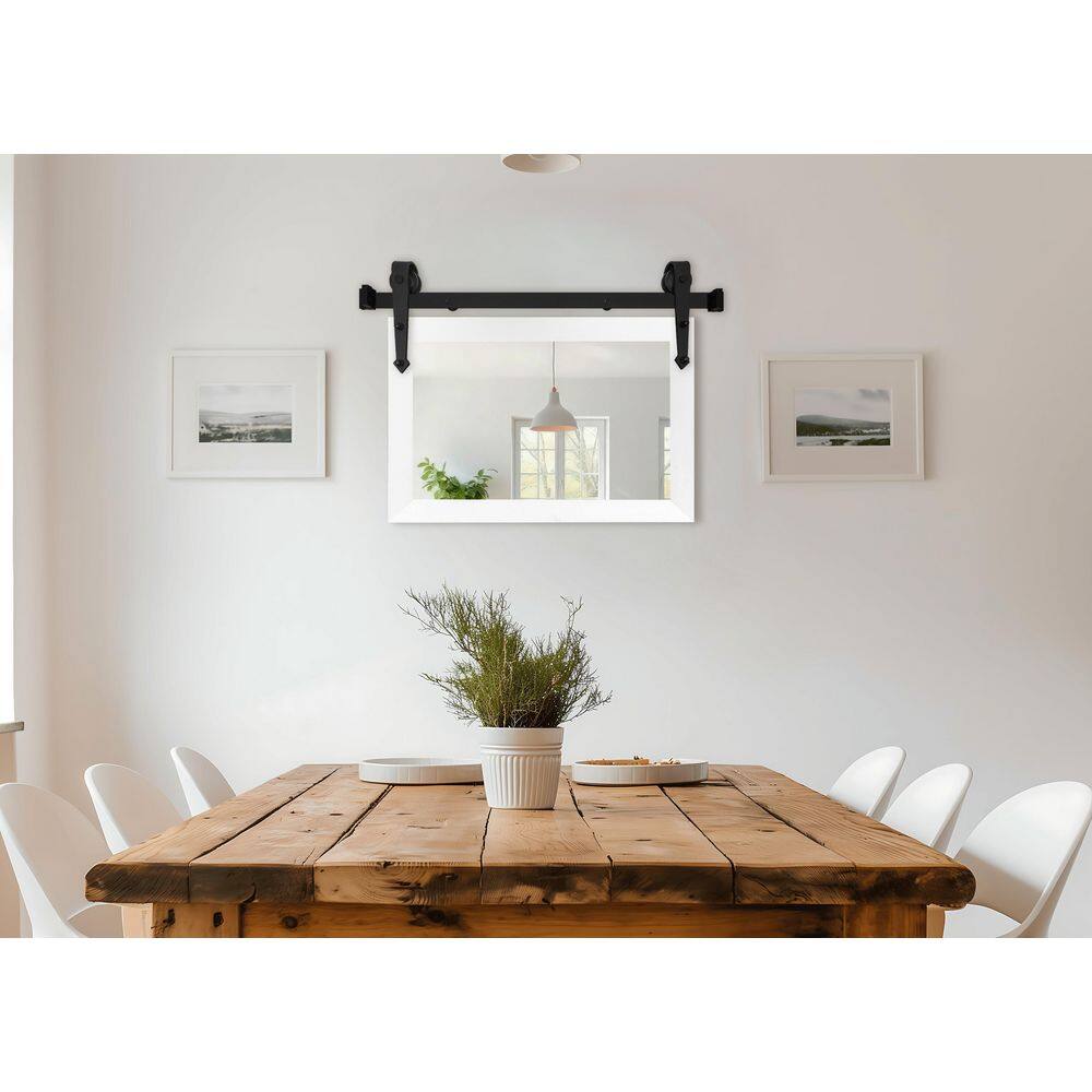 Rayne Mirrors (33 in. W x 26 in. H) White Modern Rustic Vertical Mirror ...
