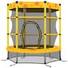 55 in. Yellow Trampoline with Safety Enclosure Net, Outdoor Indoor ...