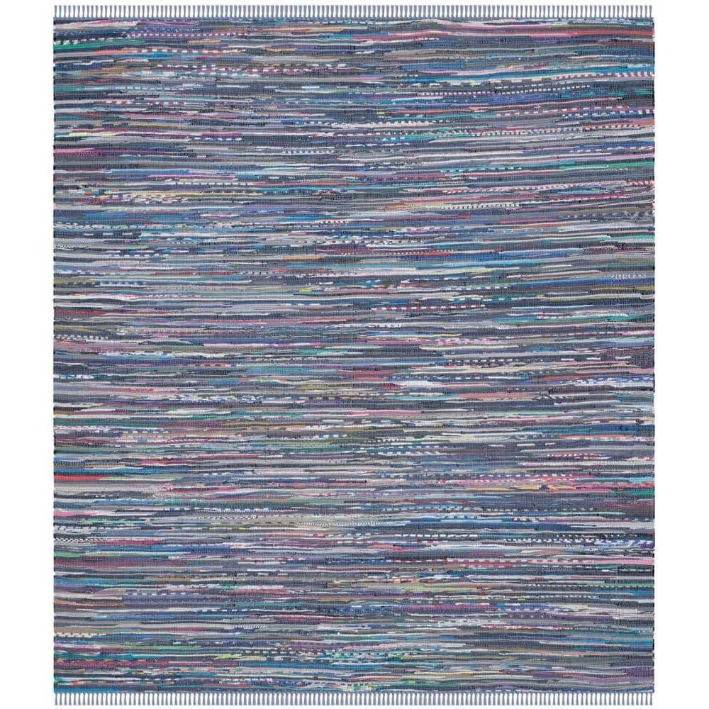 SAFAVIEH Rag Rug Purple/Multi 8 ft. x 10 ft. Striped Area Rug RAR121D-8 ...