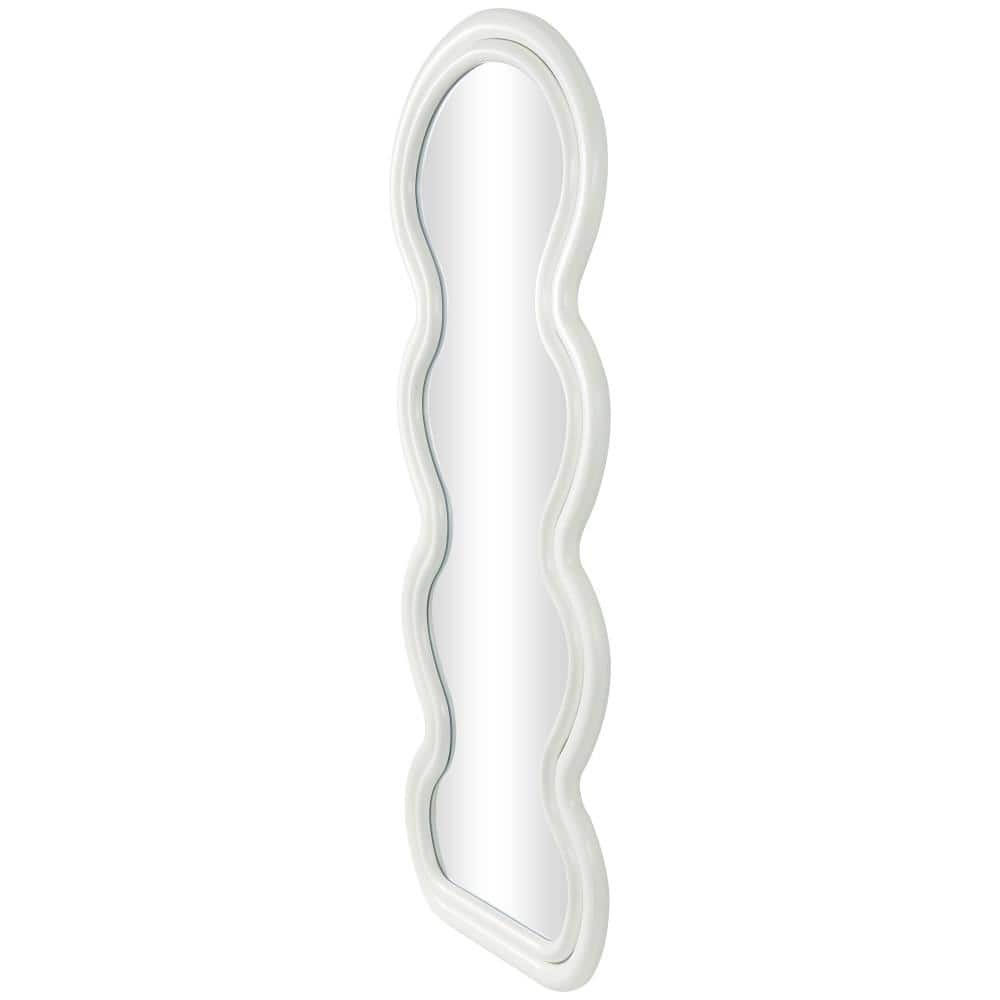 Litton Lane 63 in. W x 24 in. H Abstract Wavy Asymmetrical Framed White ...