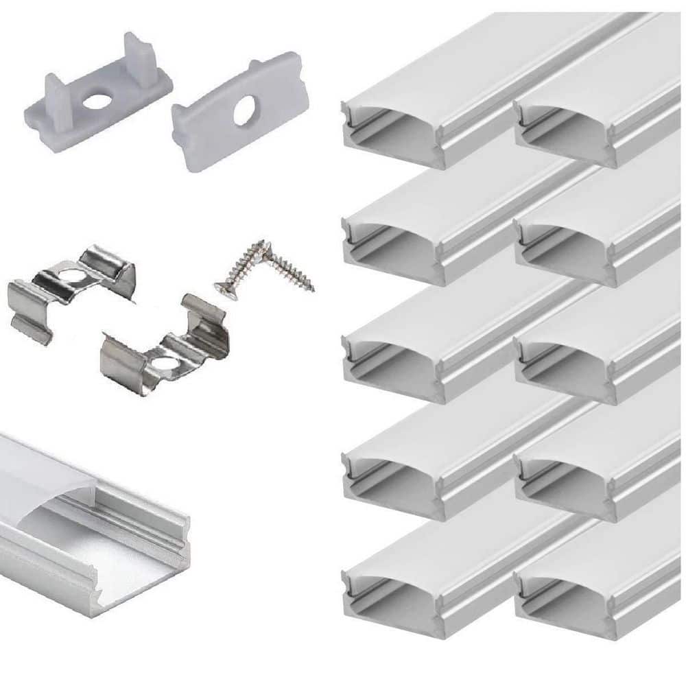 10-Pack U Shape LED Aluminum Channel System with Milky Cover, End Caps ...
