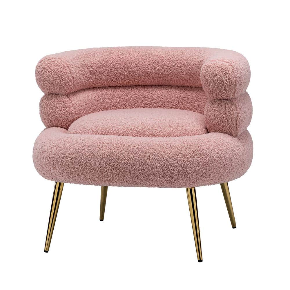 JAYDEN CREATION Virbius Pink Barrel Chair with Metal Legs CHM0459-PINK ...
